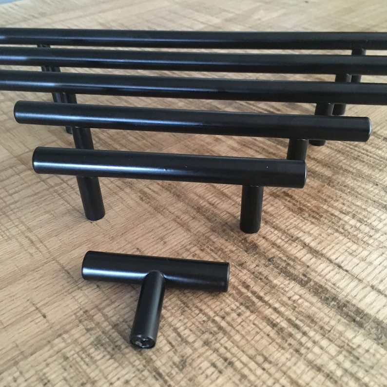 Modern Black Cabinet Pulls Black Drawer Pulls Mid Century - Etsy