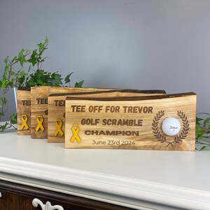 Custom Golf Award Live Edge Wood With Golf Ball - Personalized Golf ...