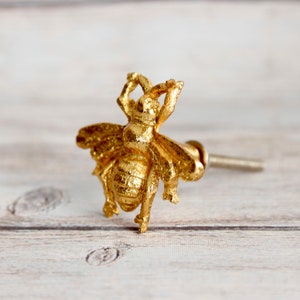Honey Bee Drawer Cabinet Knob in Gold Bumble Bee Drawer Knob Bee Gift ...