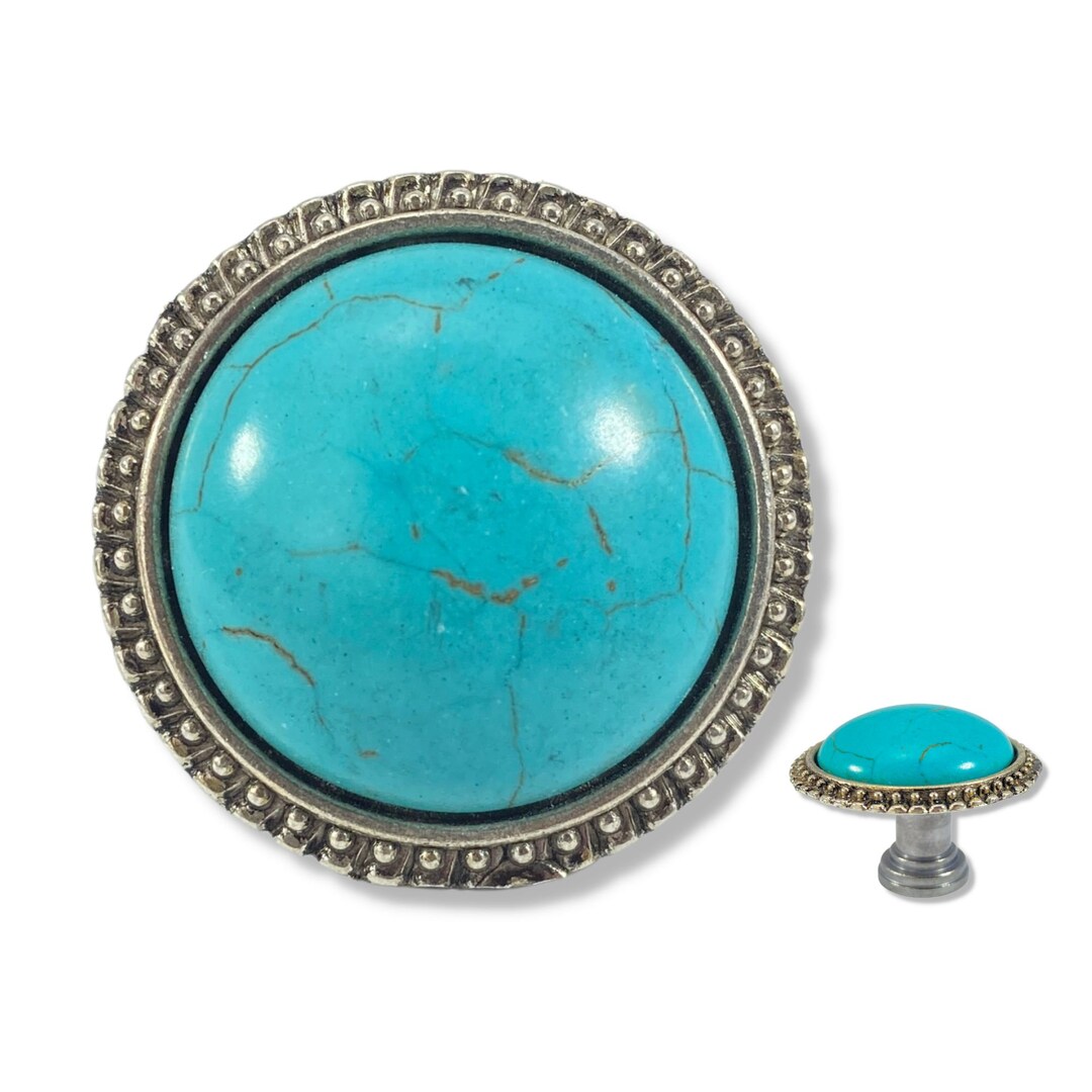 Cabinet Knobs With Turquoise Center Round Bohemian Drawer - Etsy