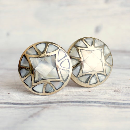 Cast Iron Flower Knobs Rustic Turquoise Drawer Knobs | Etsy