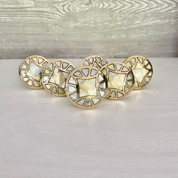 Mother of Pearl Drawer Knobs SET of 6 Sea Shell Cabinet - Etsy