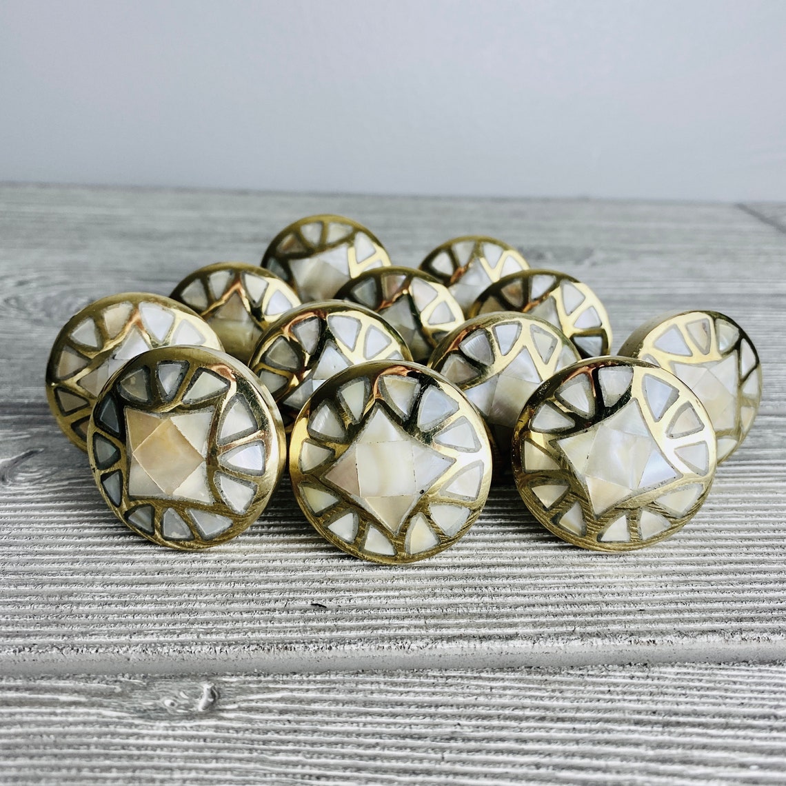 Pearl Drawer Knobs Brass SET of 12 Round Mother of Pearl - Etsy