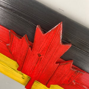 German Canadian Flag Made of Wood 15” X 30" Burnt Cedar Shou Sugi Ban ...