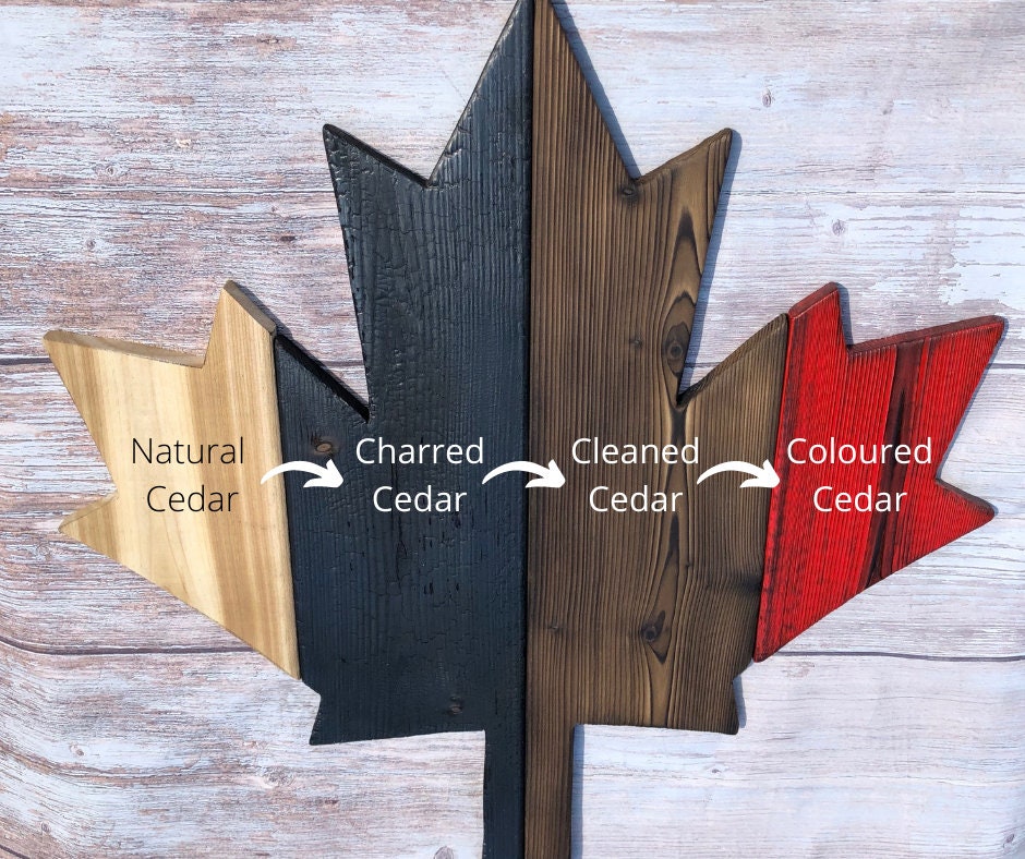 Rustic Wood Canadian Flag - 20' X 30" Burnt Cedar Shou Sugi Ban Flag of ...