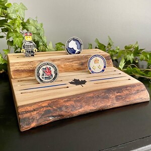 Challenge Coin Holder Made of Wood With Epoxy Inlay - Coin Display Rack ...