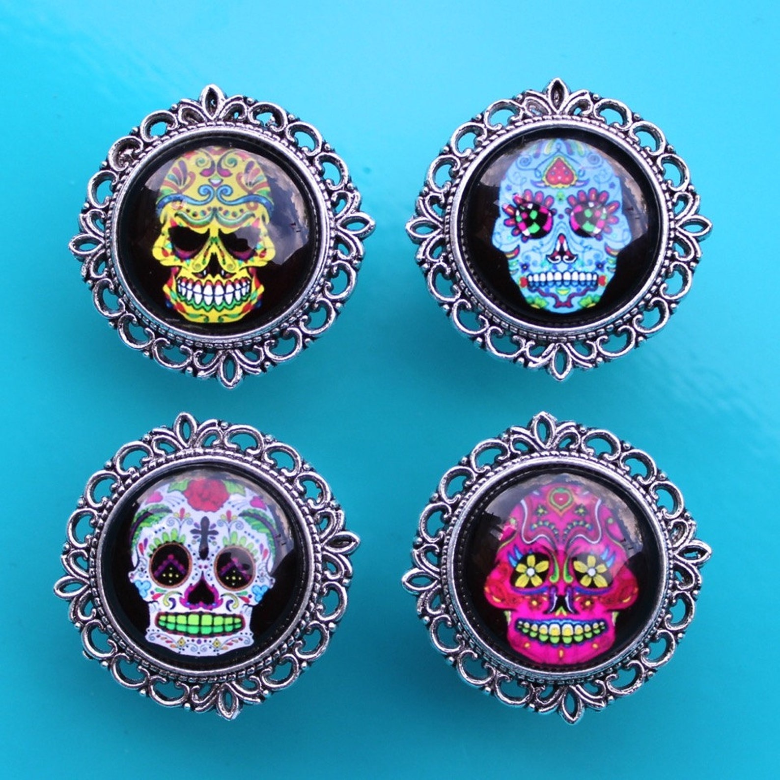 Sugar Skull Drawer Knobs Cabinet Knobs Different Skulls | Etsy