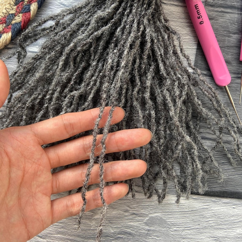 Light Salt & Pepper Human Hair Loc Extensions | 0.2cm Sisterloc Style ...