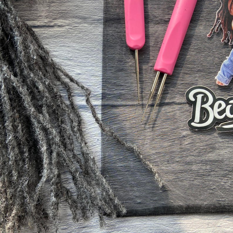 Light Salt & Pepper Human Hair Loc Extensions | 0.2cm Sisterloc Style ...