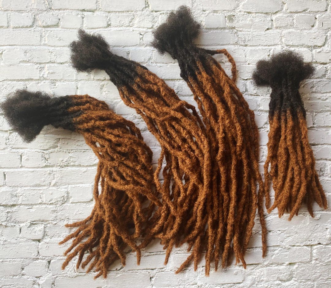Ombre Honey Brown Human Hair Loc Extensions - Textured Dreadlocks (1B ...