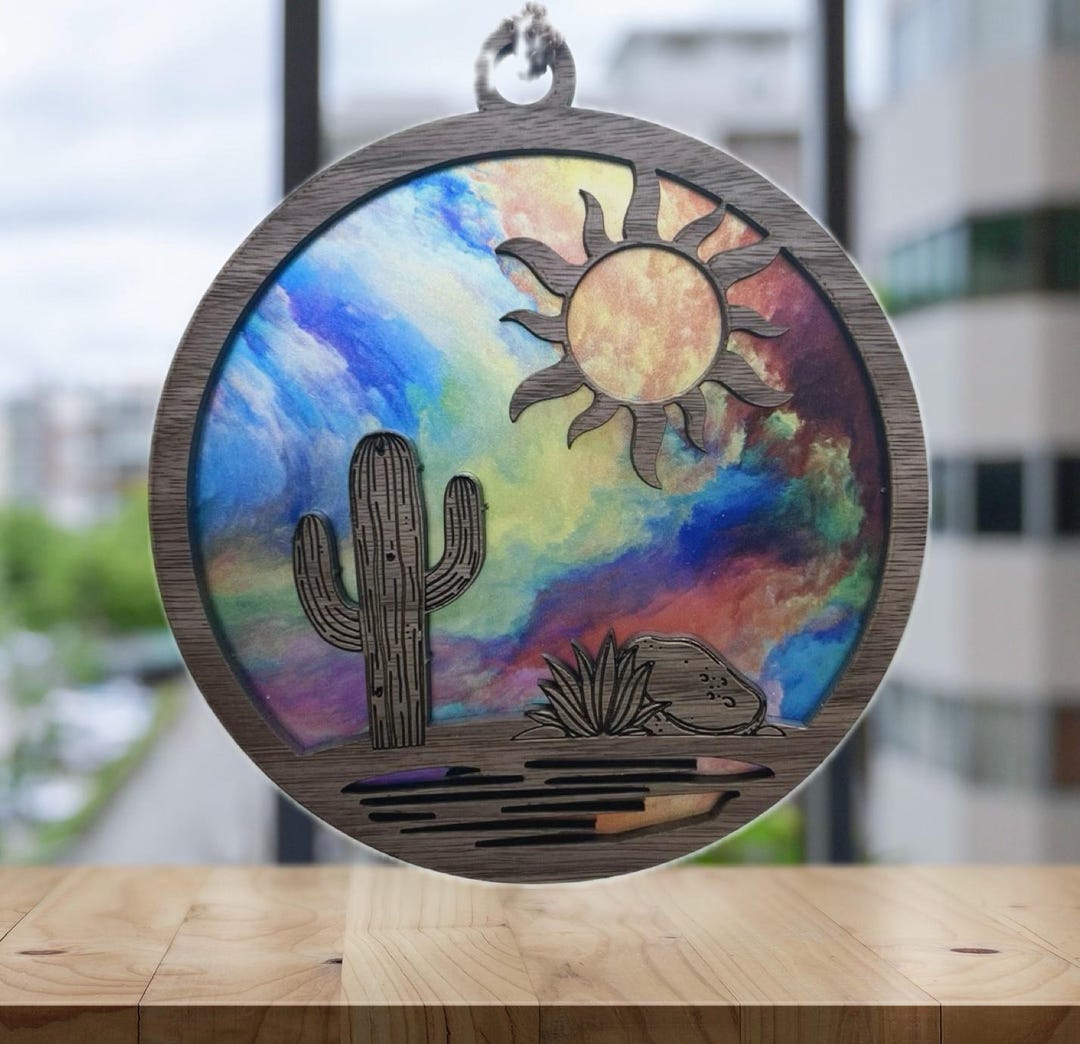 Desert Suncatcher/charm SVG File for Laser - Etsy