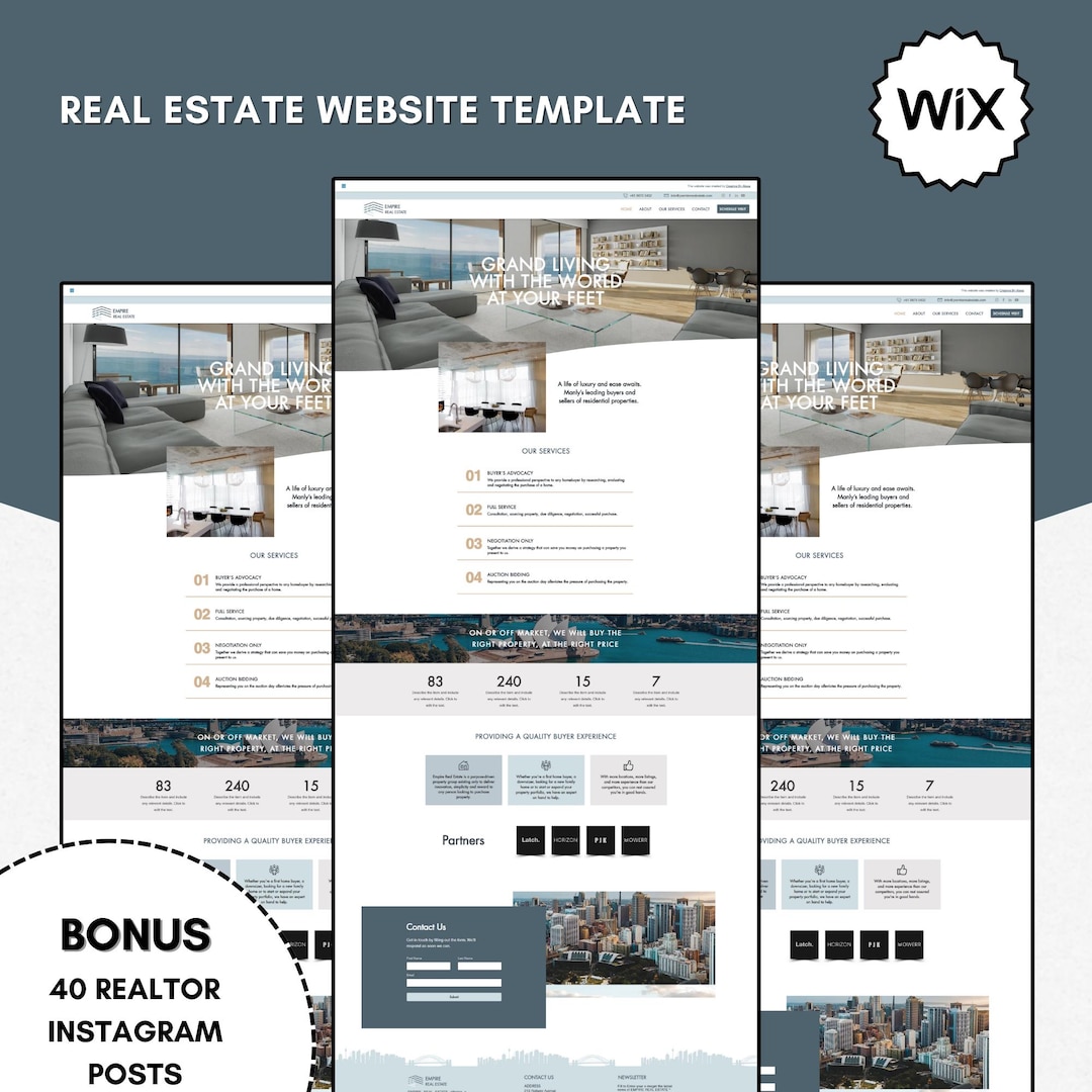 Real Estate WIX Template Website Modern Real Estate Landing Page WIX ...