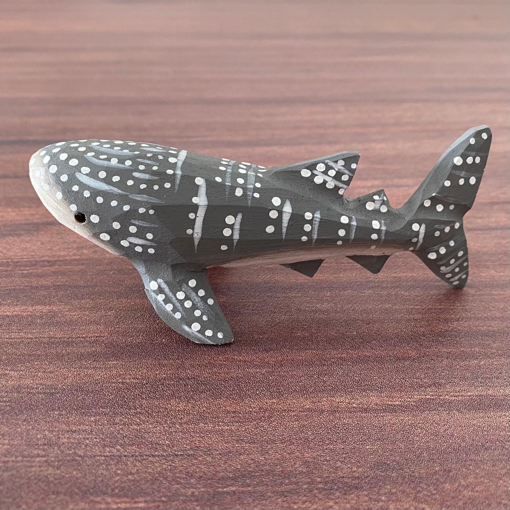 Handmade Wooden Whale Shark,painted Wooden Shark, Wood Shark Statue ...