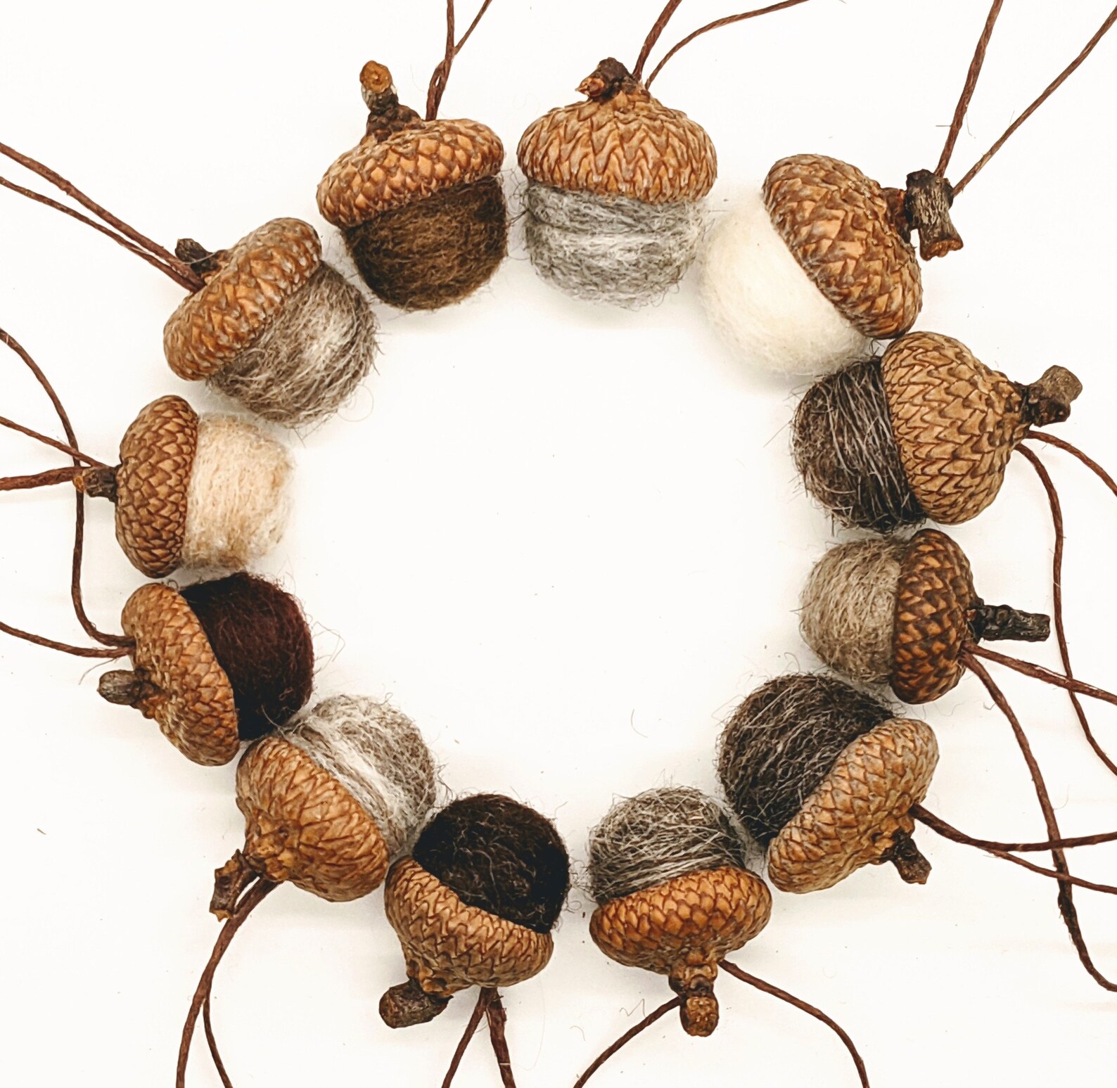 Felted Wool Acorns Natural Colored or Acorn Ornaments, Set of 12 - Etsy UK