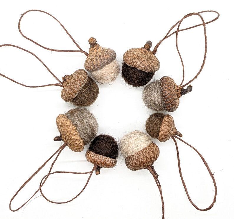 Felted Wool Acorns Natural colored or Acorn Ornaments Set of | Etsy
