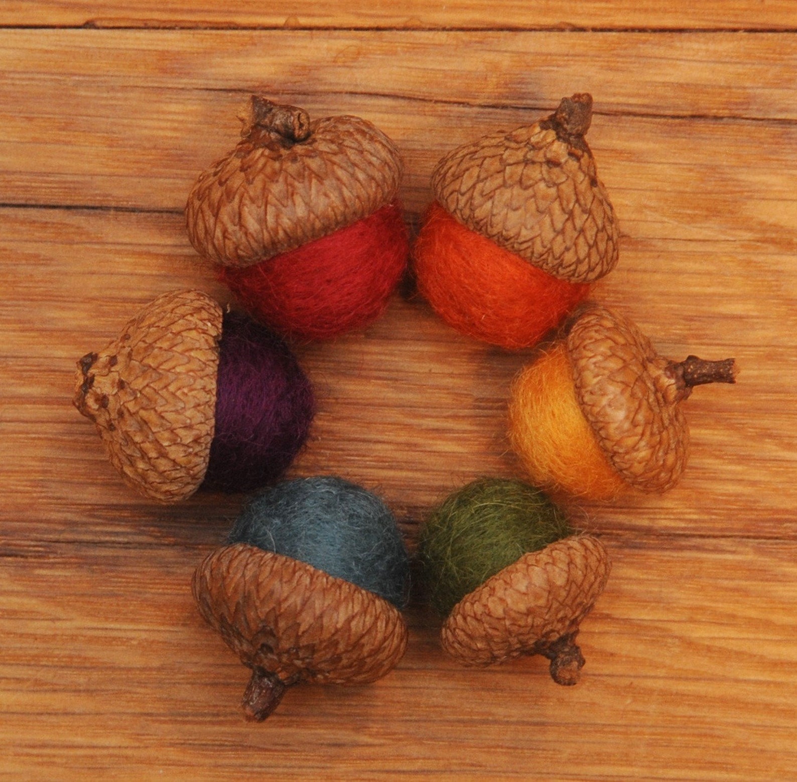 Rainbow Wool Felted Acorns, Set of 6, Also Available as Ornaments - Etsy