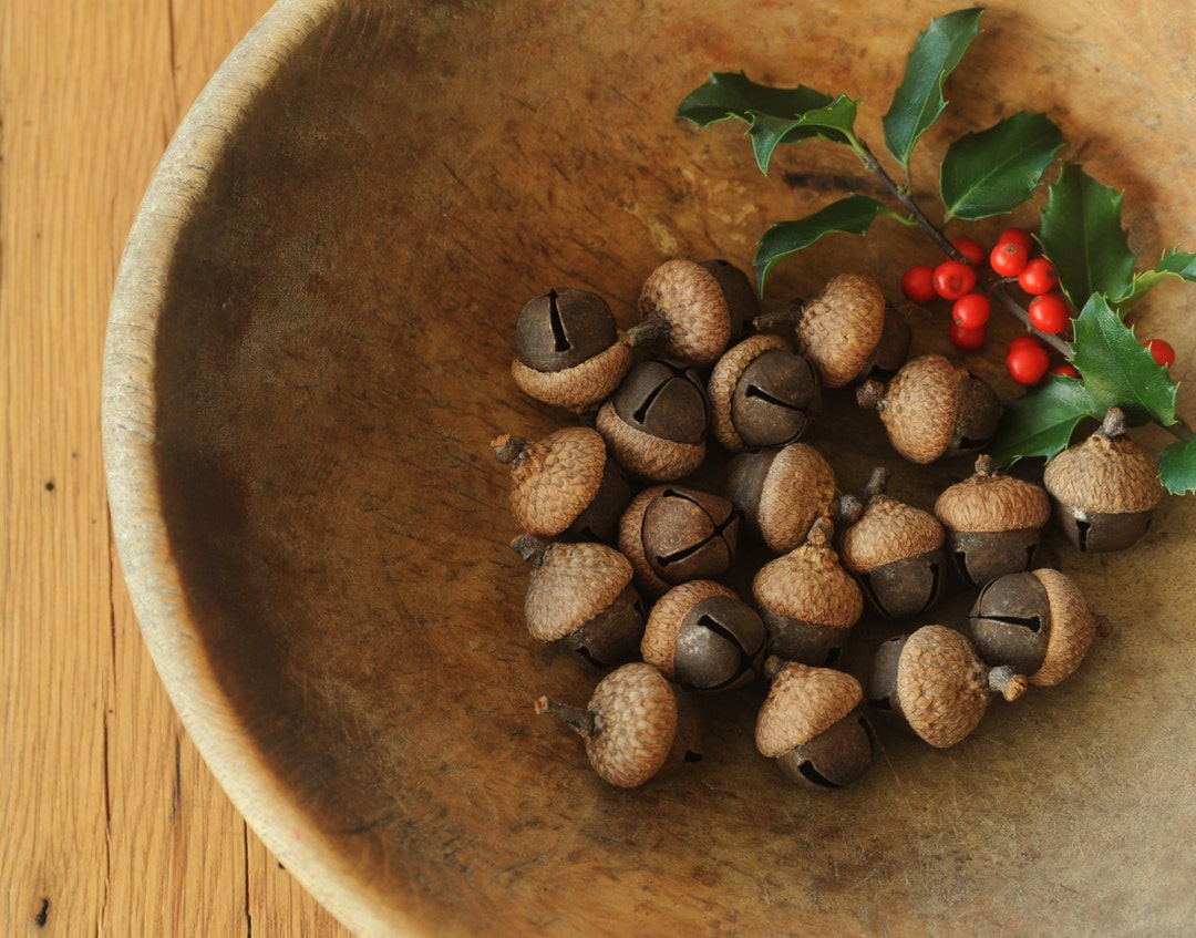 Rusty Jingle Bell Acorns, Also Available as Ornaments, Rustic Woodland ...