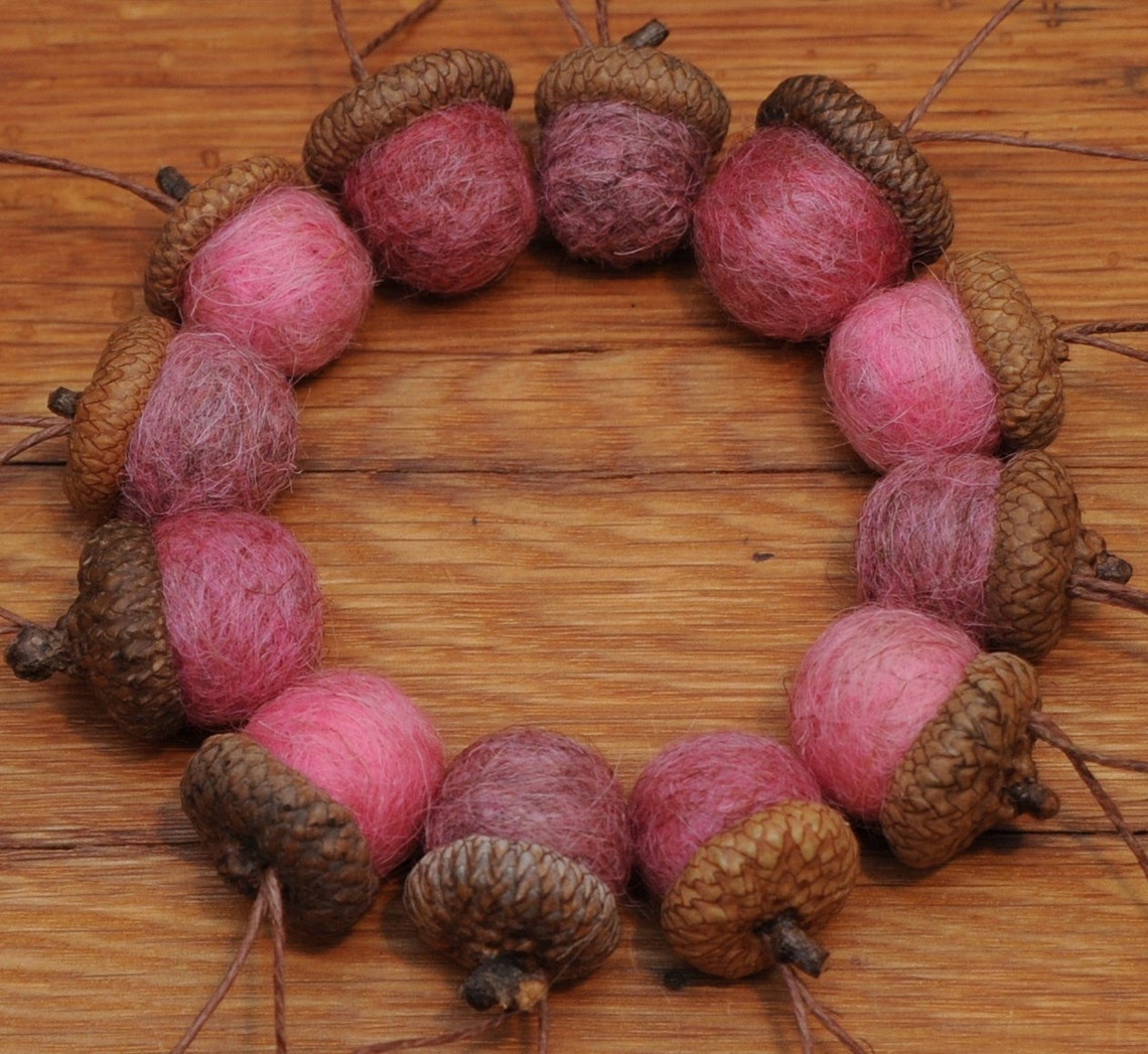 Pink Felted Wool Acorns or Acorn Ornaments - Etsy