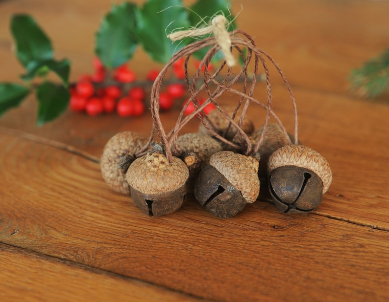 Acorn Ornaments Made With Rusty Jingle Bells & Acorn Caps, Rustic ...