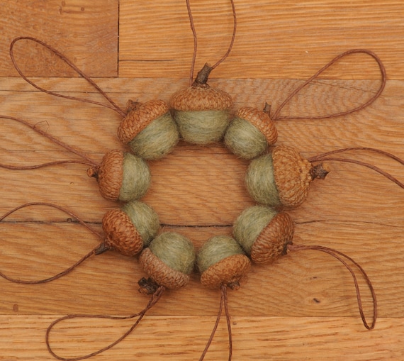 Sage Green Felted Acorns OR Felted Acorn Ornaments Light | Etsy