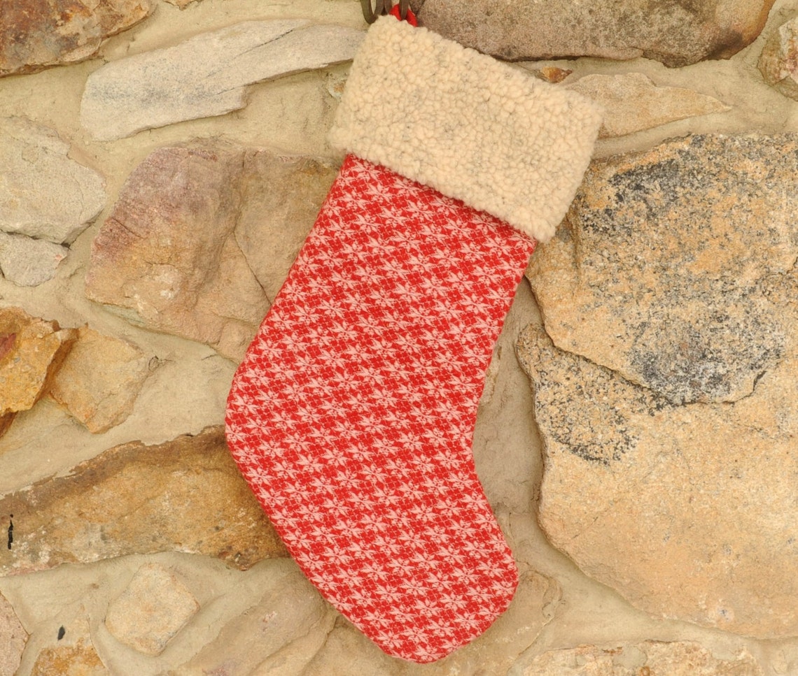 Wool Christmas Stocking Snowflake Pattern Personalized - Etsy
