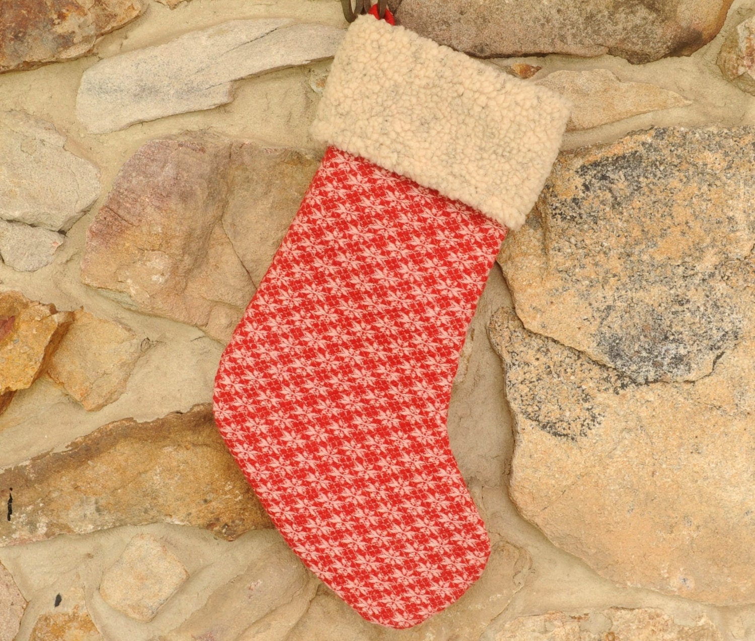 Wool Christmas Stocking Snowflake Pattern Personalized | Etsy