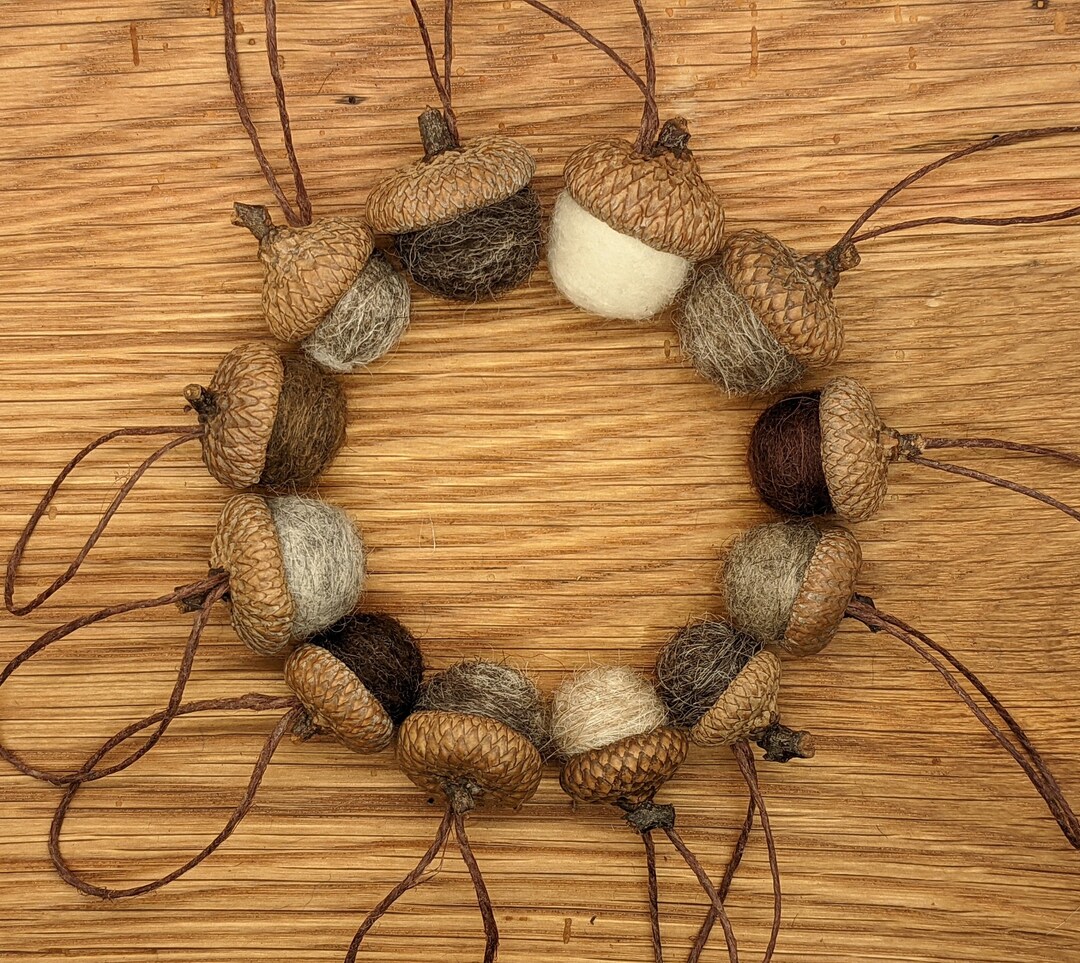 Felted Wool Acorns Natural Colored or Acorn Ornaments, Set of 12 - Etsy