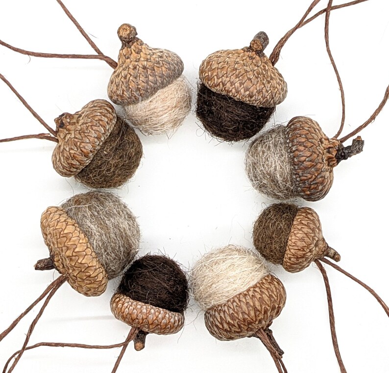 Felted Wool Acorns Natural Colored or Acorn Ornaments, Set of 8 - Etsy