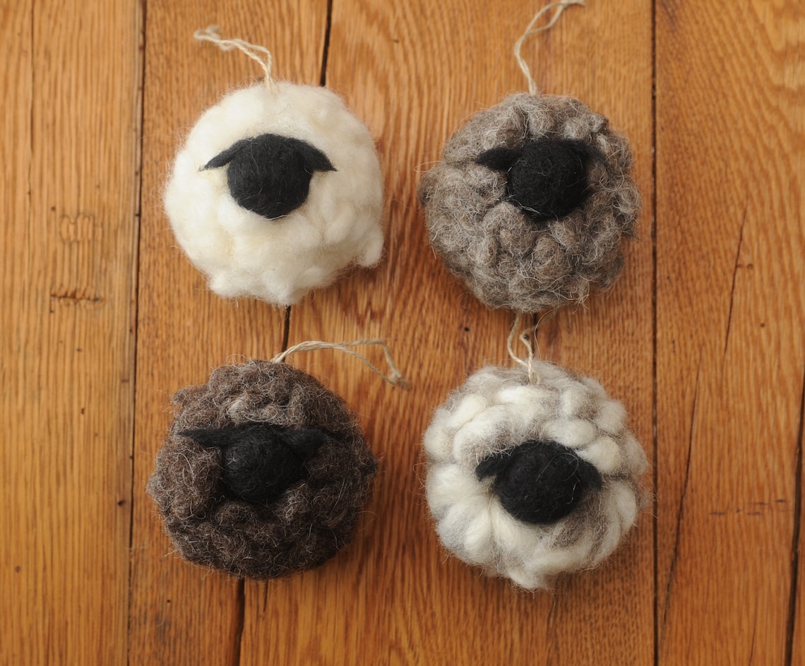 Felted Wool Sheep Ornaments Available in Two Sizes | Etsy