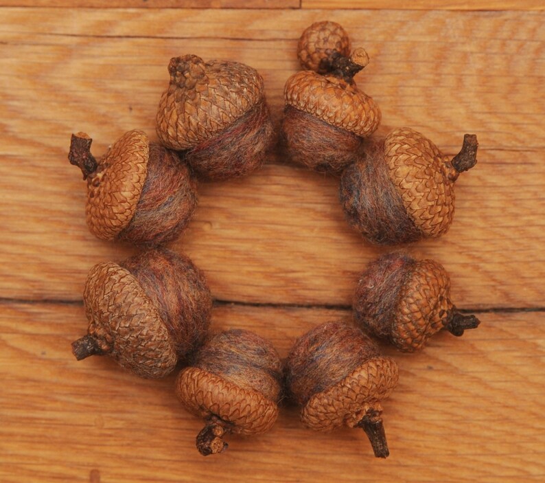 Tan Wool Felted Acorn Ornaments muted colors also available | Etsy