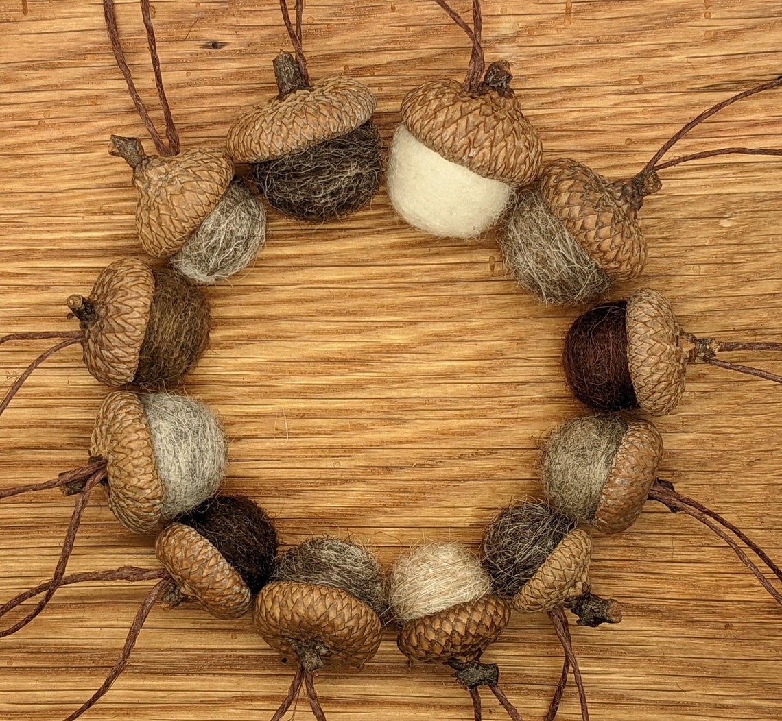 Felted Wool Acorns Natural Colored or Acorn Ornaments Set of - Etsy UK