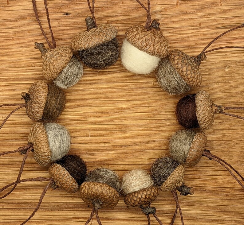 Felted Wool Acorns Natural Colored or Acorn Ornaments Set of - Etsy UK