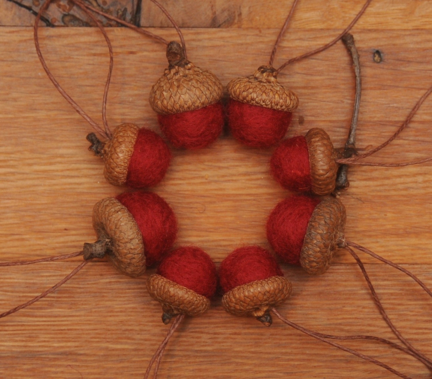 Red Felted Acorns or Acorn Christmas Ornaments | Etsy