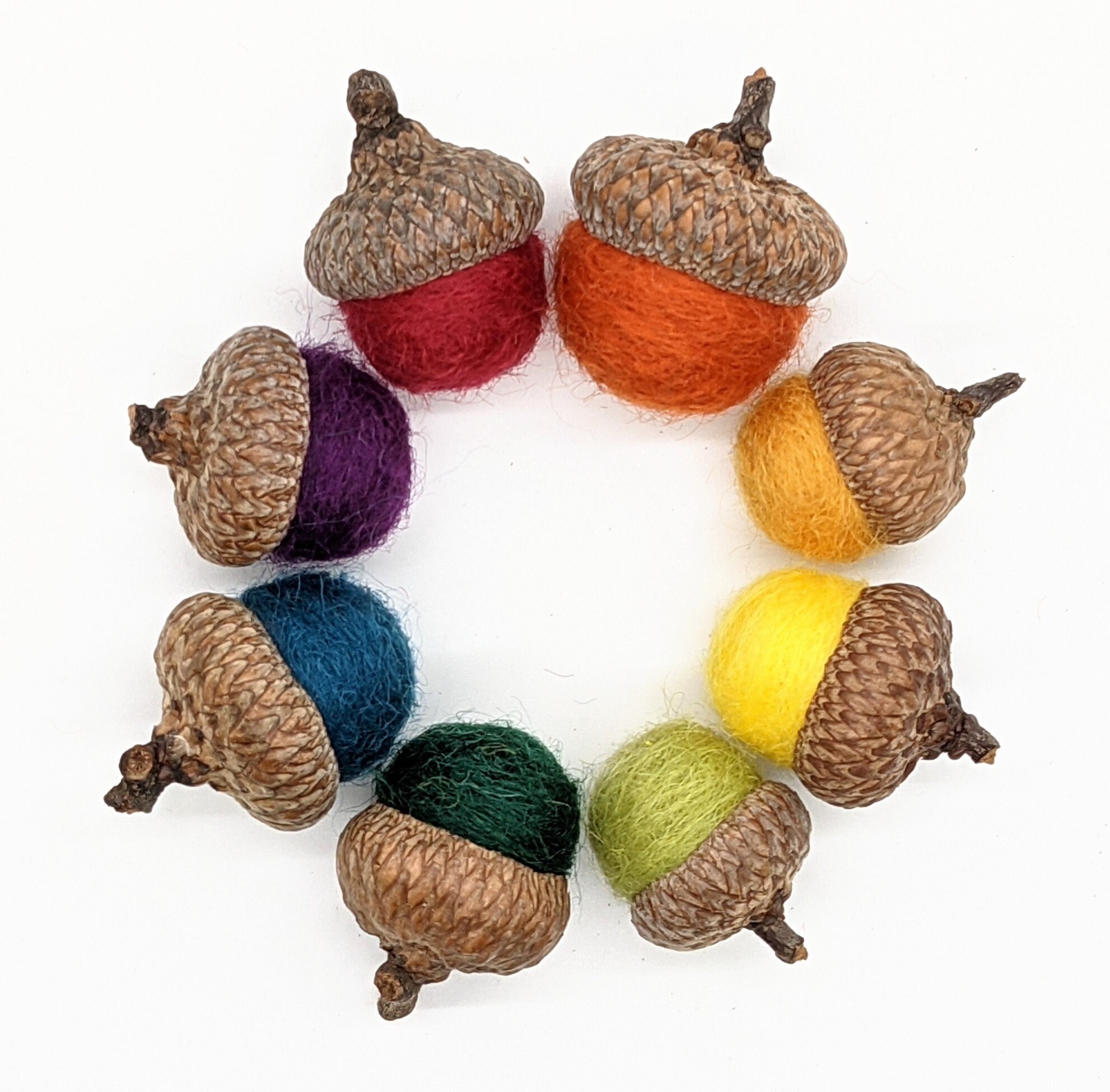 Rainbow Felted Acorn Ornaments Set of 8 Also Available - Etsy