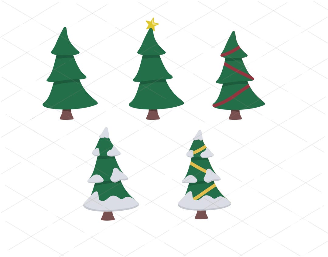 Whimsical Cute Tree Bundle SVG PNG AI Christmas Winter Tree Snowy Tree ...