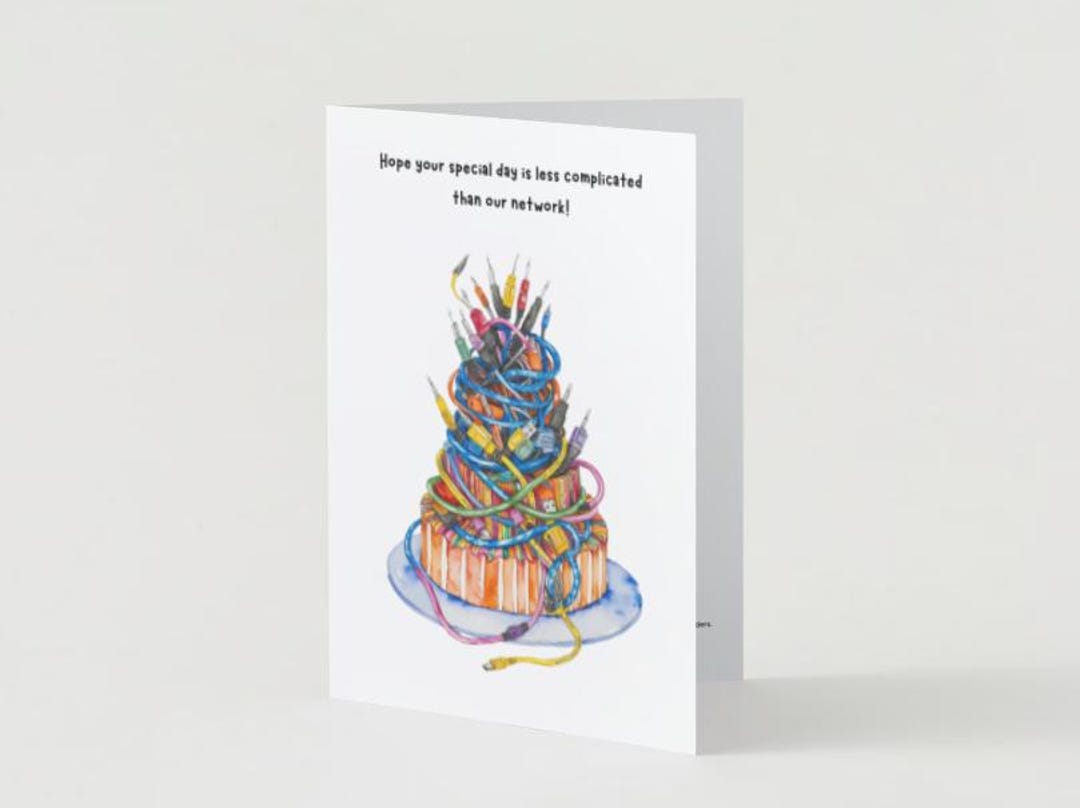 Funny Complicated Network Birthday Card With Canva Template Tech Humor ...