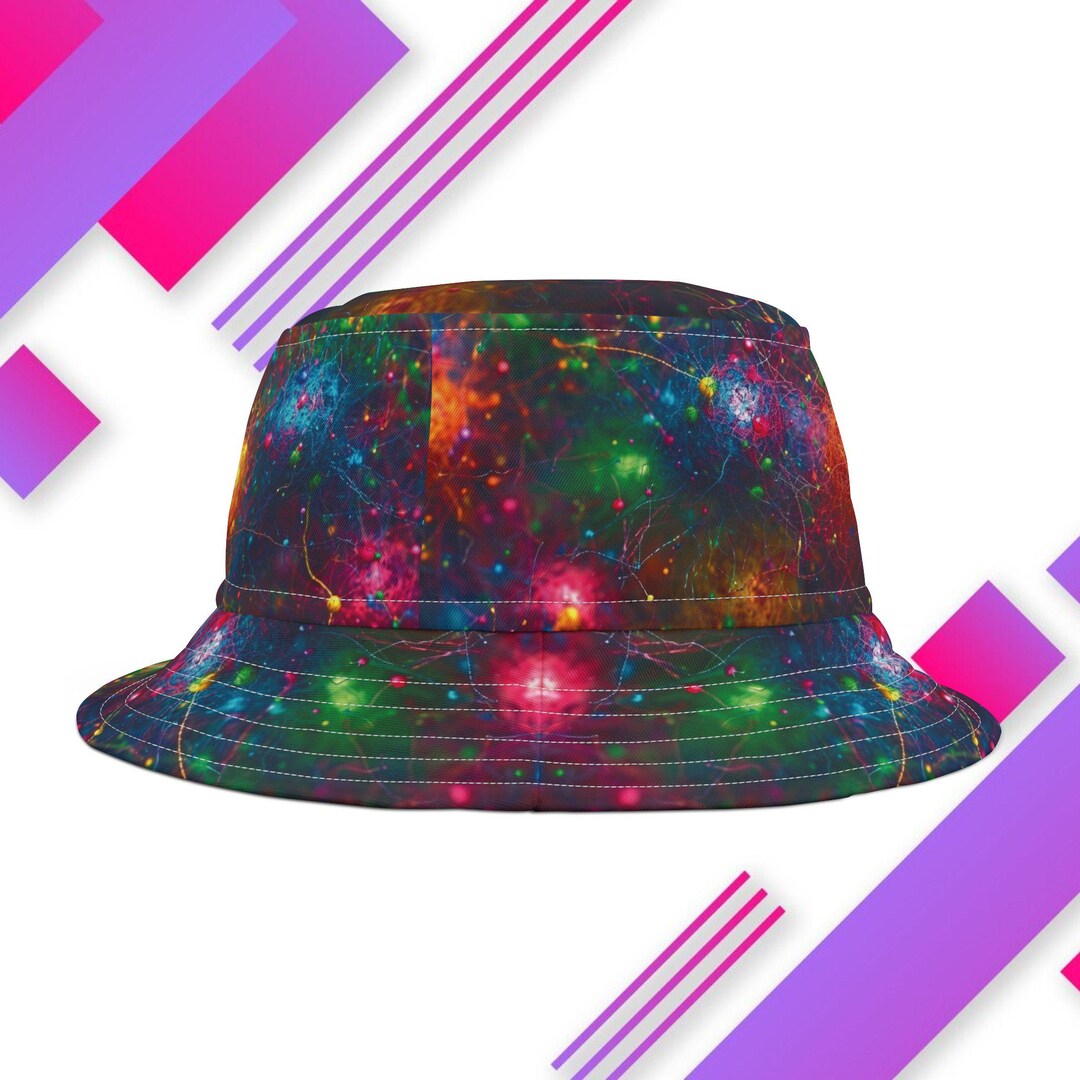 Galaxy Bucket Hat Colorful Fun Bright Summer Cap, Space Theme Beach Sun ...