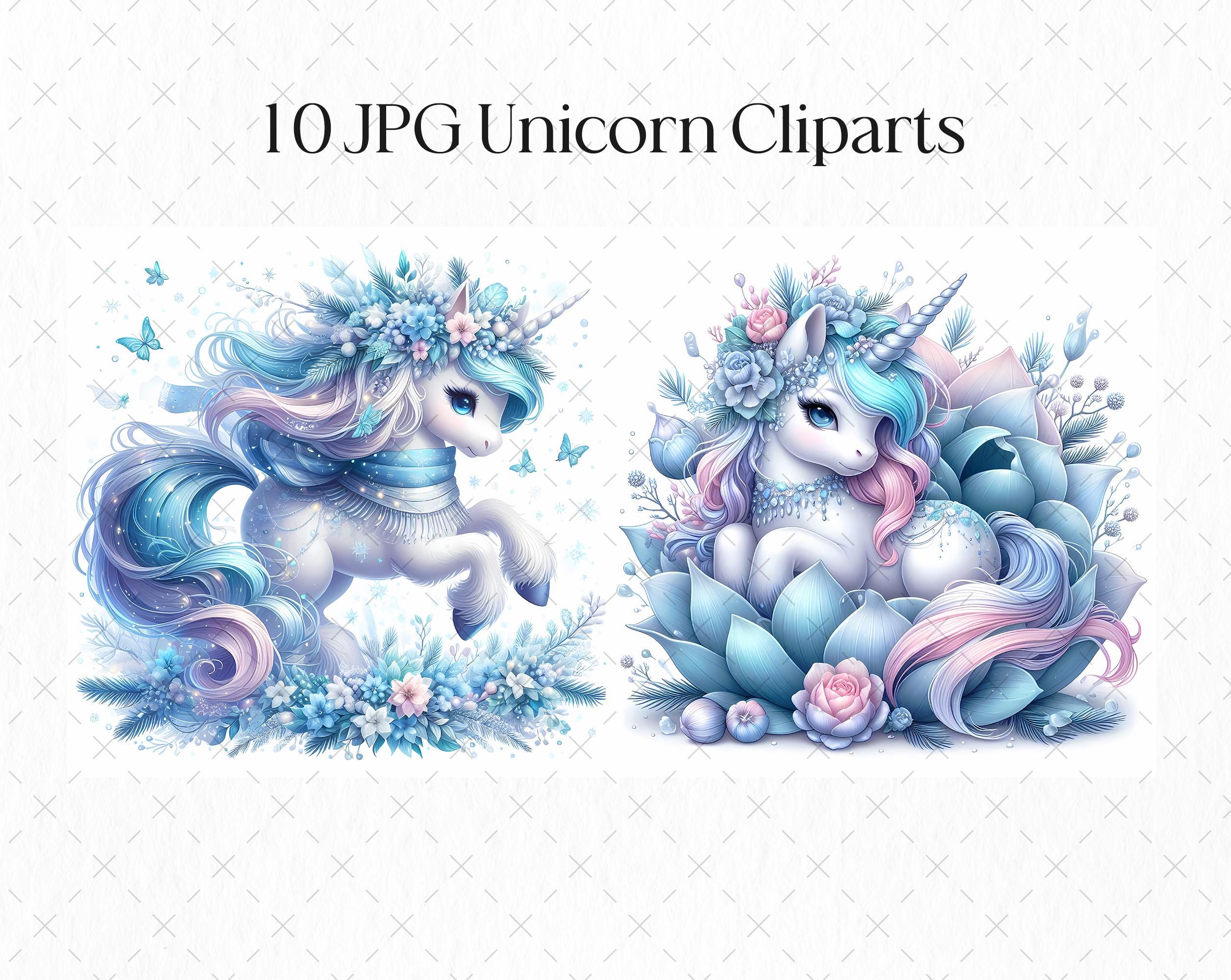 Pastel Unicorn Clipart, Pastel Unicorn Clipart Bundle, Winter Pastel ...