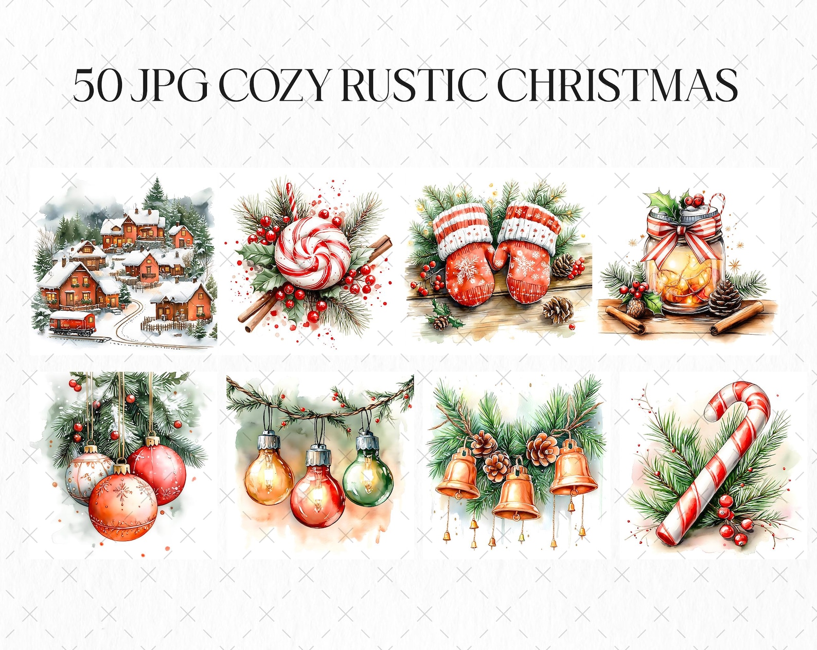 Watercolor Cozy Rustic Christmas Clipart, Cozy Christmas Clipart ...