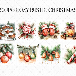 Watercolor Cozy Rustic Christmas Clipart, Cozy Christmas Clipart ...