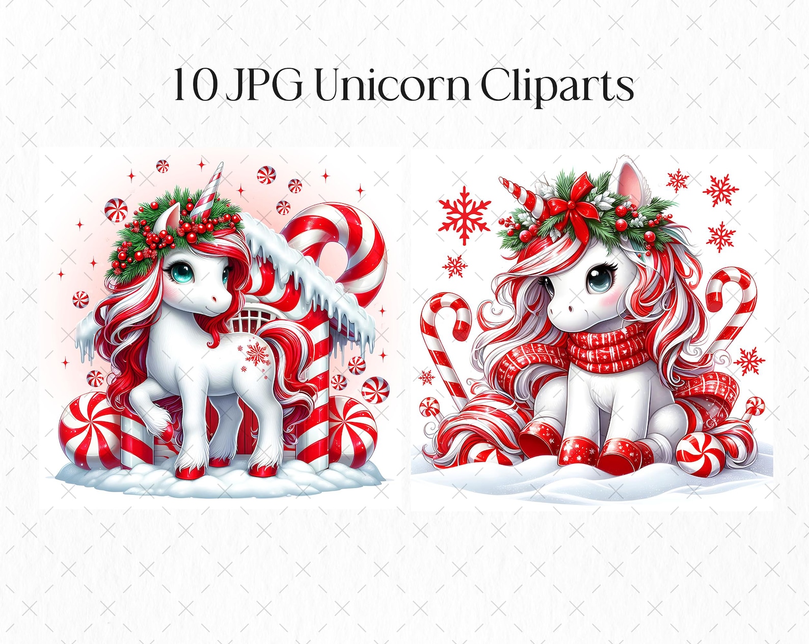 Christmas Unicorn Clipart, Christmas Unicorn Clipart Bundle, Winter ...
