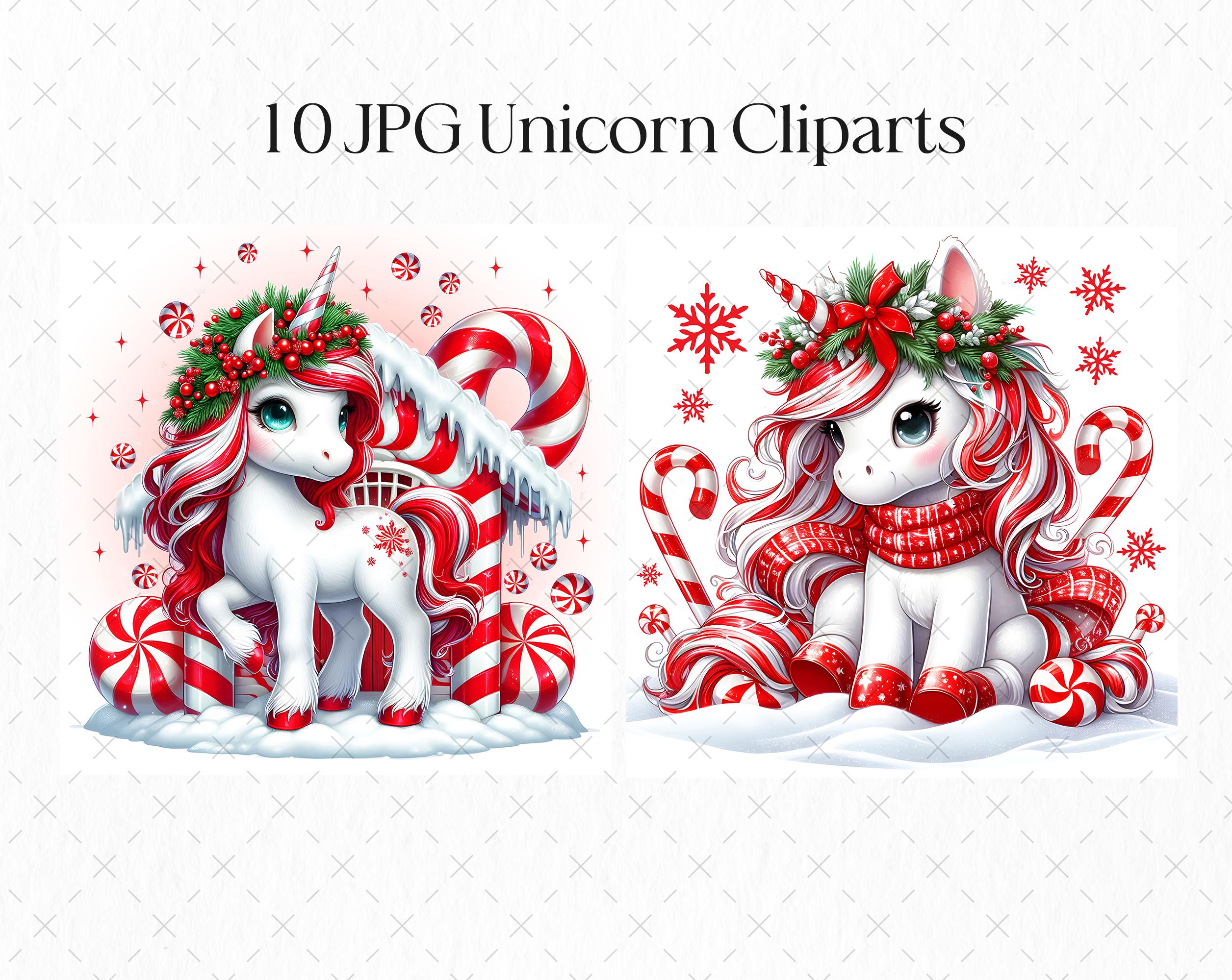 Christmas Unicorn Clipart, Christmas Unicorn Clipart Bundle, Winter ...