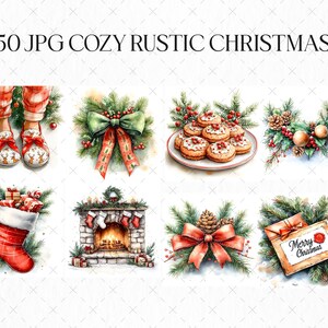 Watercolor Cozy Rustic Christmas Clipart, Cozy Christmas Clipart ...