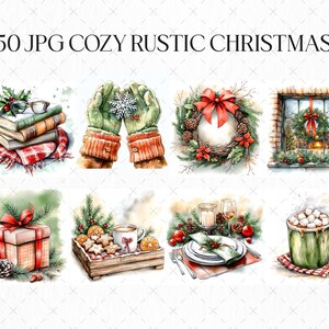 Watercolor Cozy Rustic Christmas Clipart, Cozy Christmas Clipart ...
