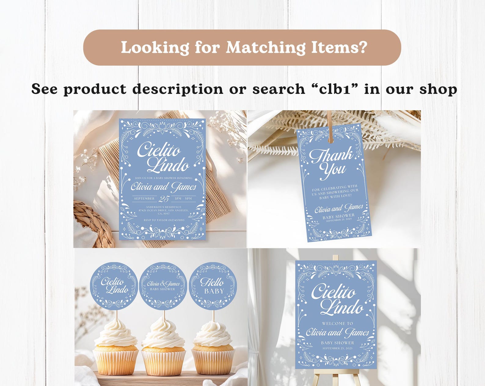 Cielito Lindo Baby Shower Water Bottle Label, Editable Blue Cielito ...