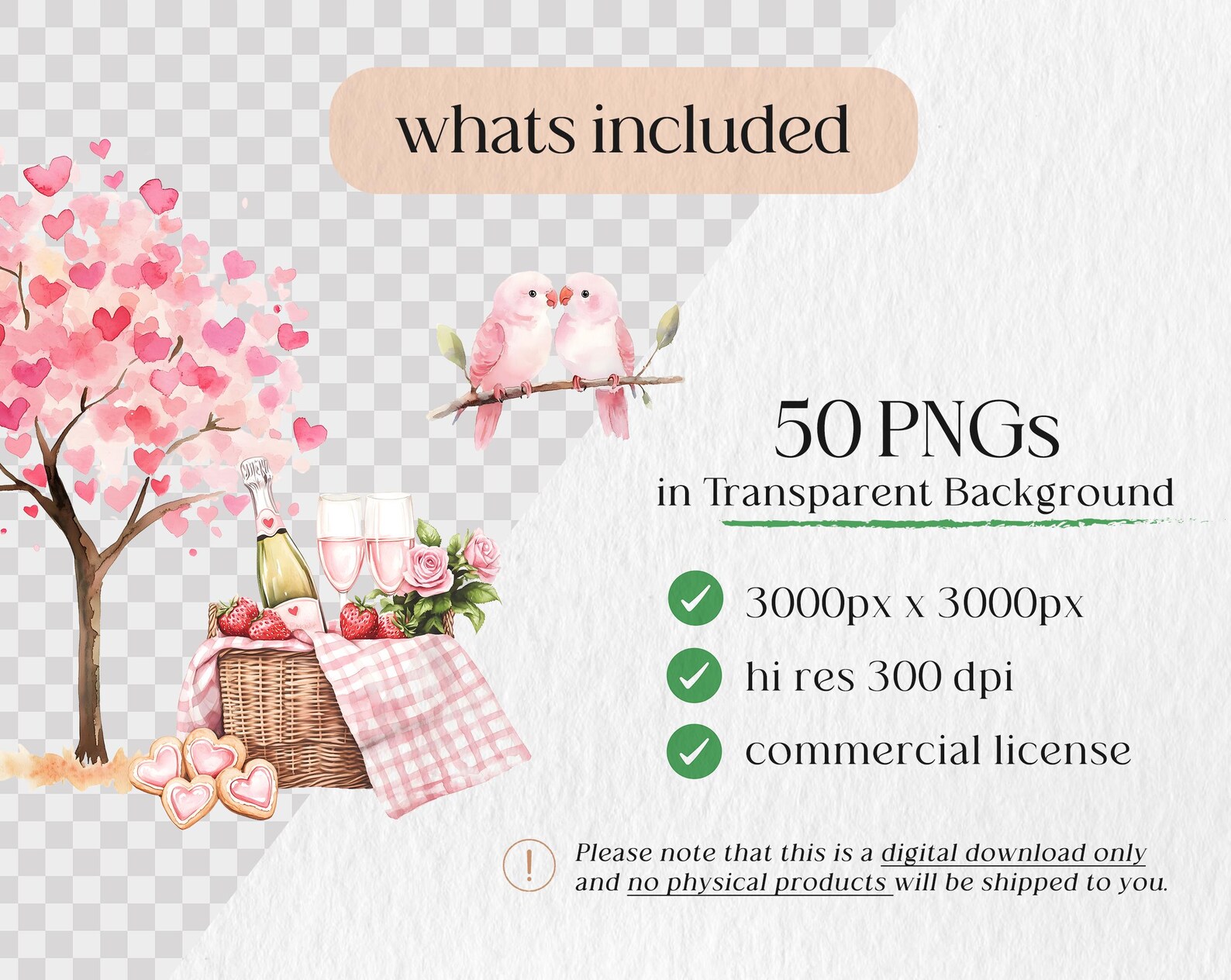 Watercolor Valentines Clipart, Cute Valentines Clipart Bundle, Pink ...