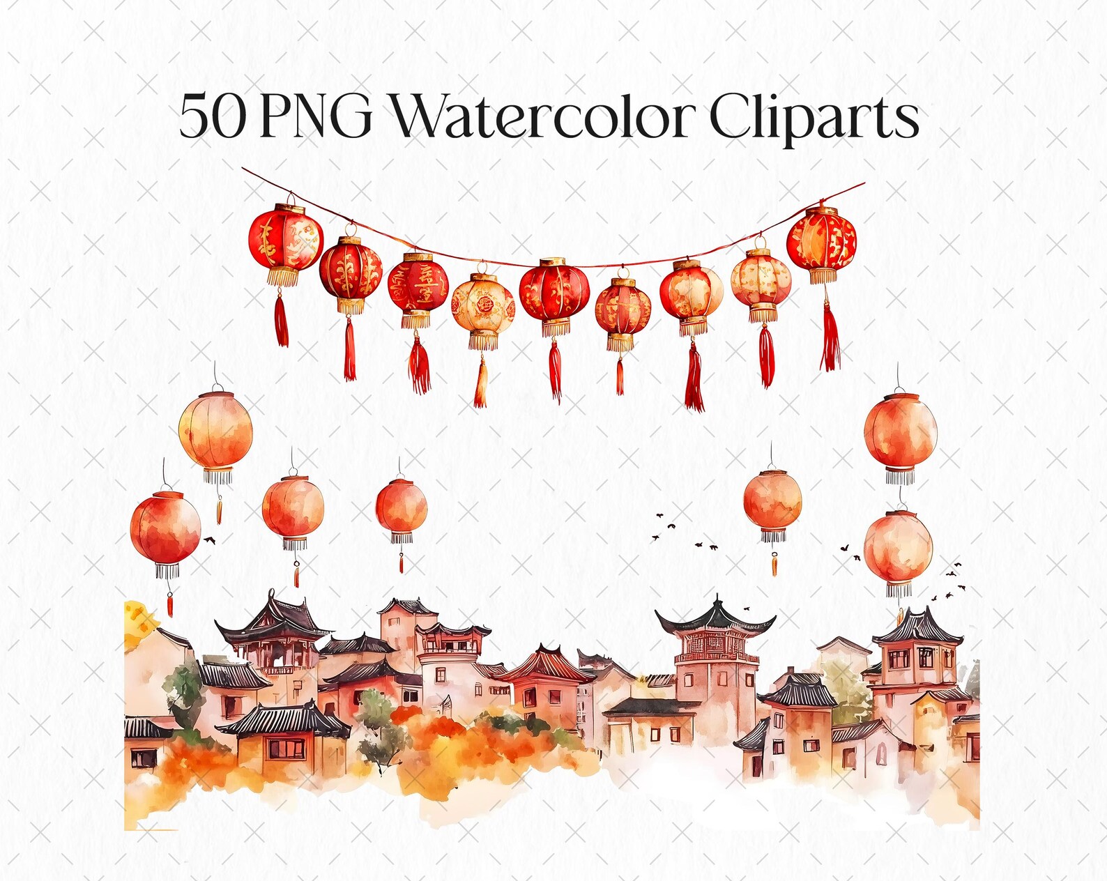 Watercolor Chinese New Year Clipart, Cute Lunar New Year Clipart, Lunar ...