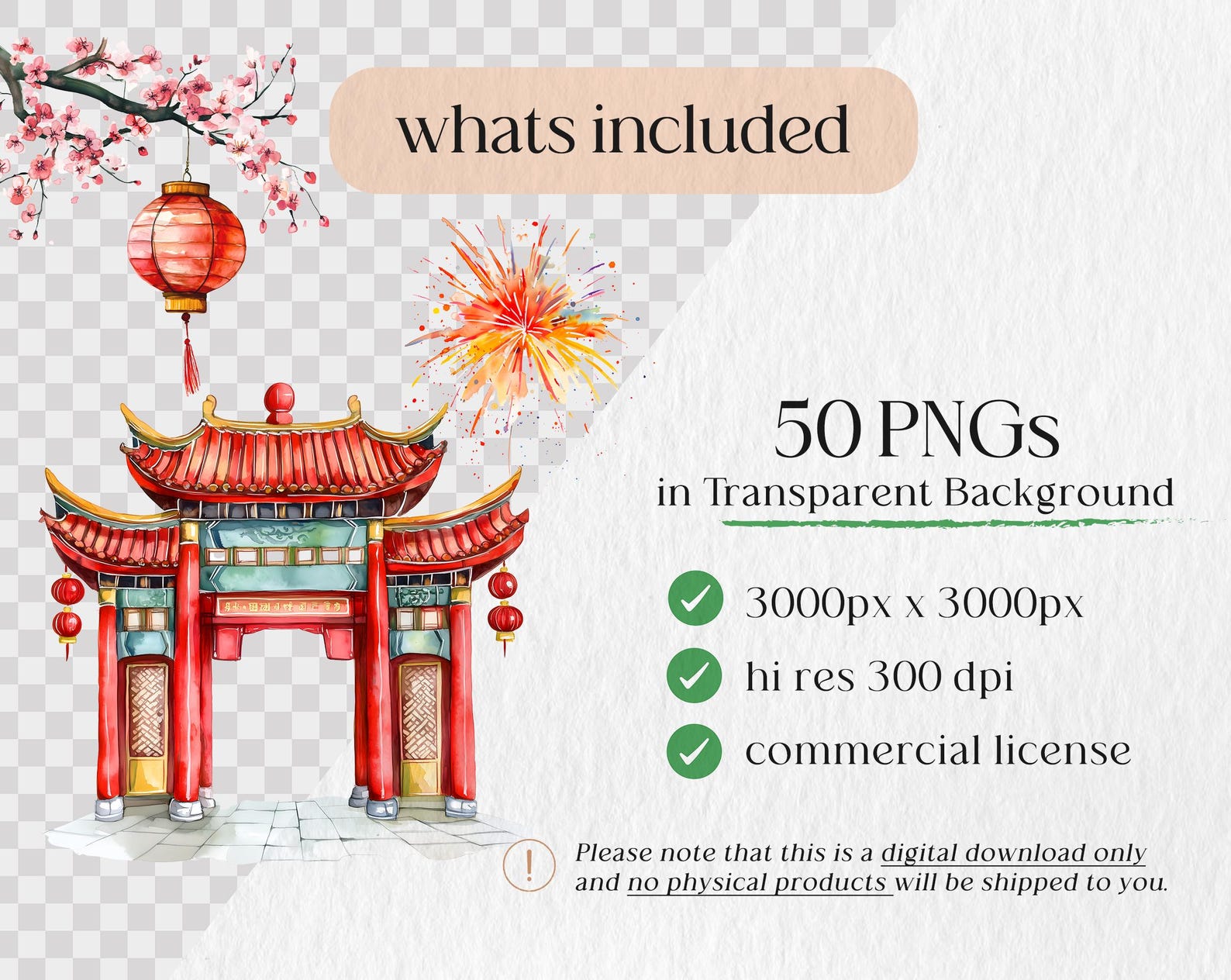 Watercolor Chinese New Year Clipart, Cute Lunar New Year Clipart, Lunar ...