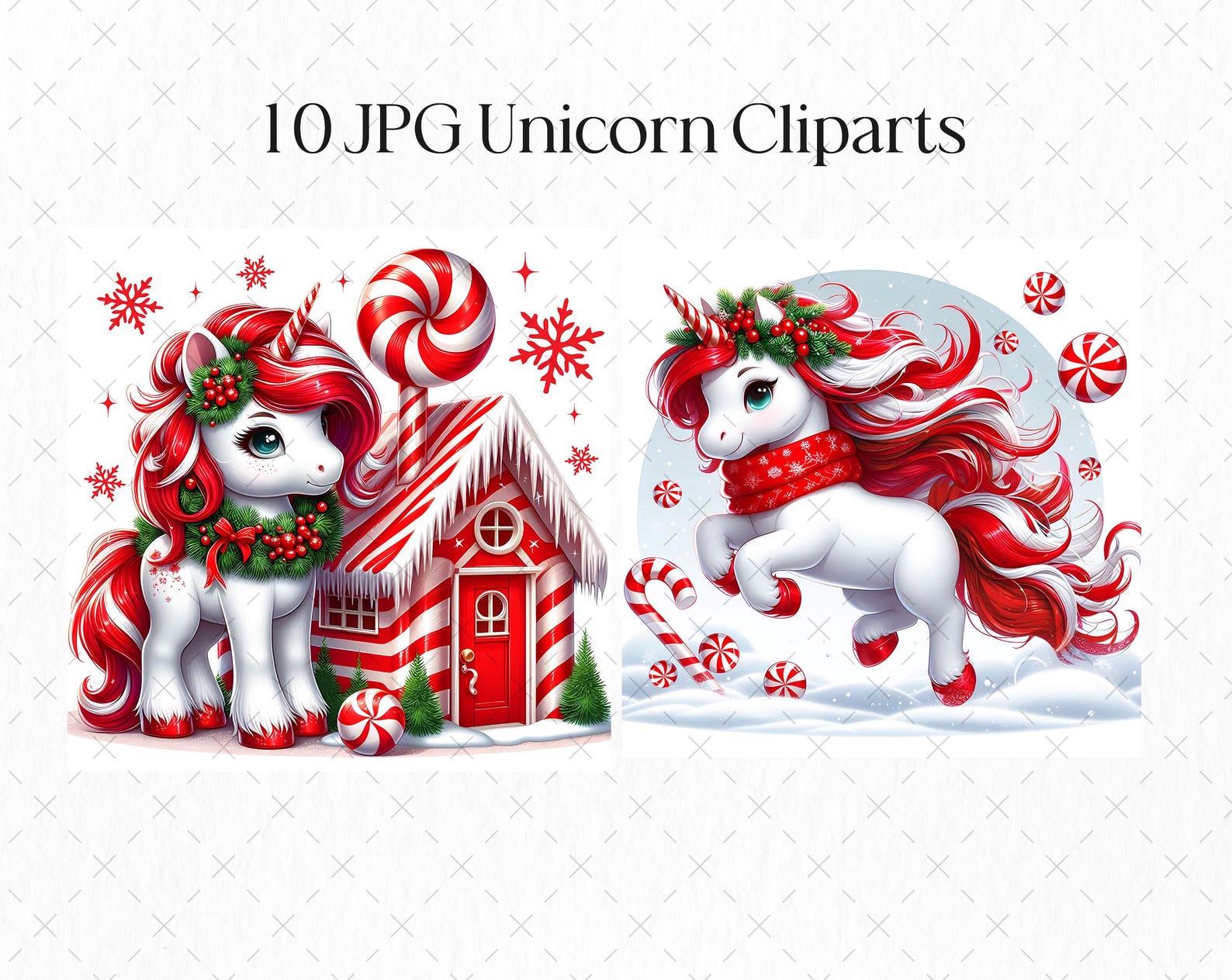 Christmas Unicorn Clipart, Christmas Unicorn Clipart Bundle, Winter ...
