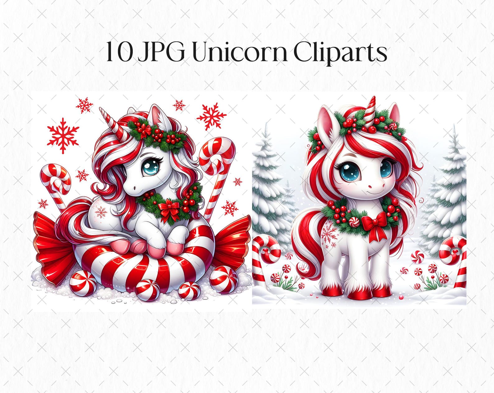 Christmas Unicorn Clipart, Christmas Unicorn Clipart Bundle, Winter ...